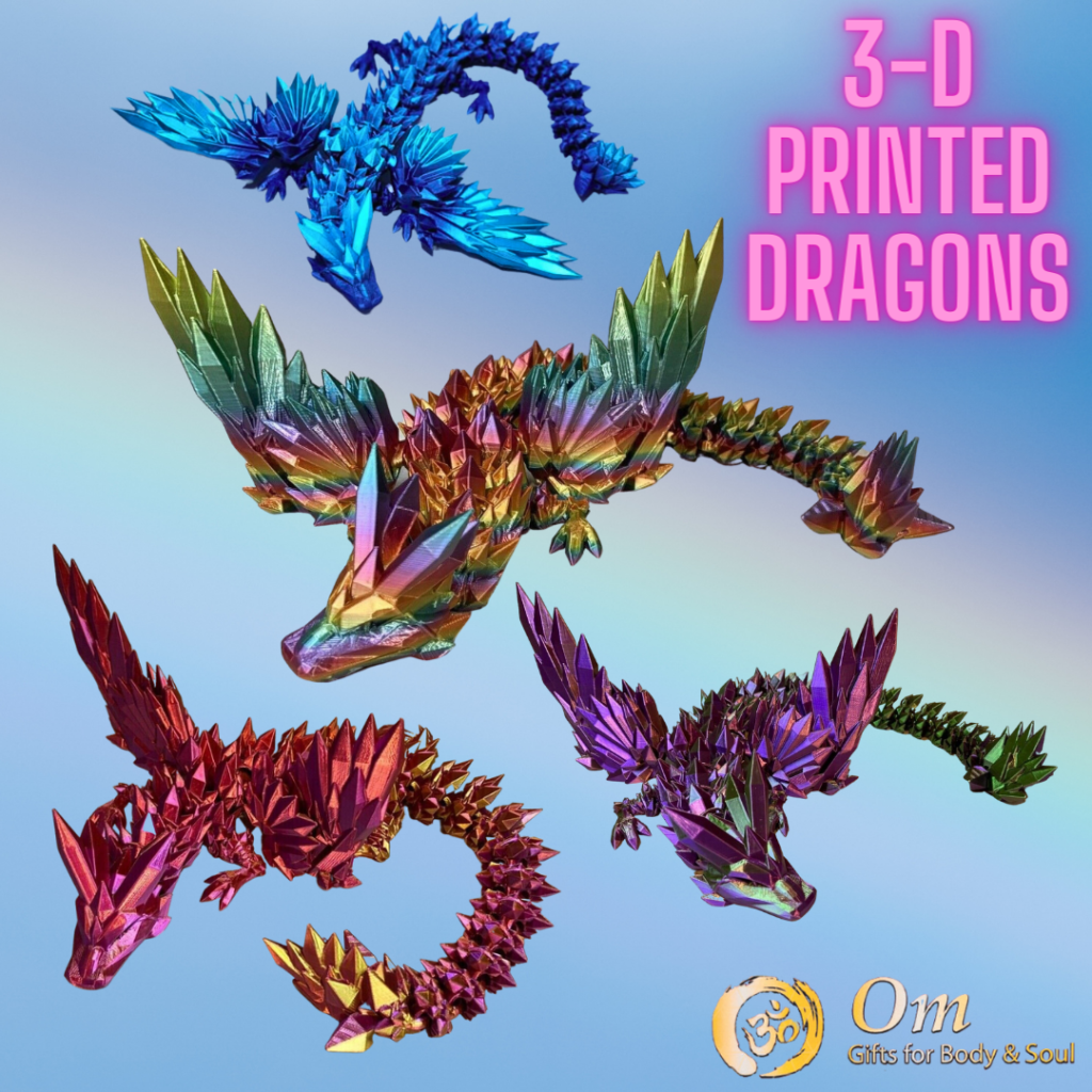 3-D Printed Crystal Dragons 8" - Om Gifts for Body & Soul